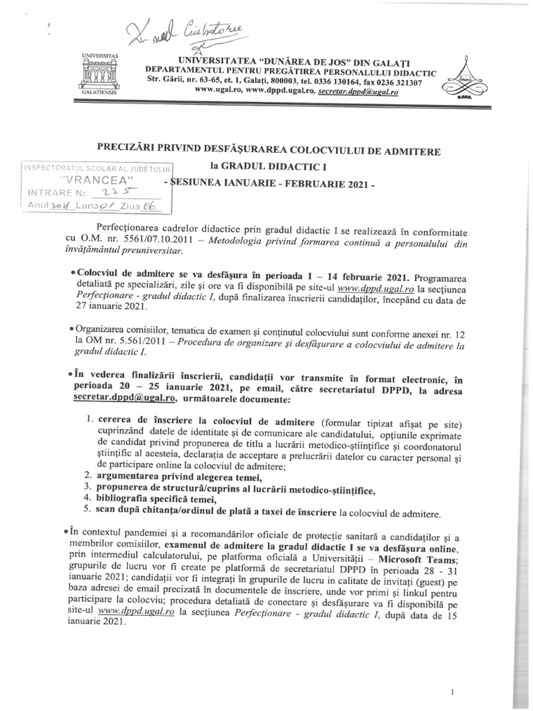 Colocviu Grad1 Galati | PDF