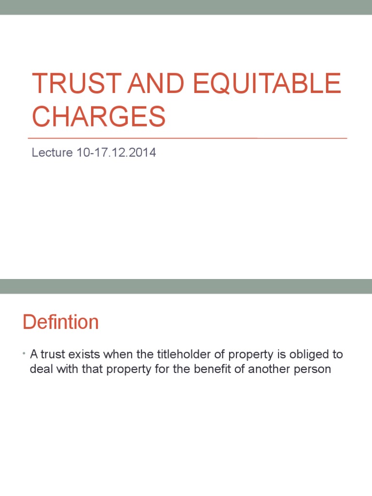 Trust and Equitable Charge 2 | PDF | Trust Law | Private Law