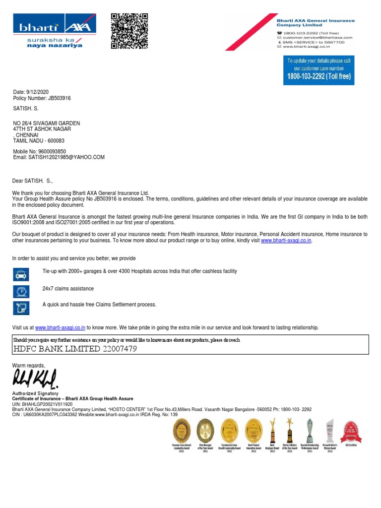 Group Health Insurance Certificate | PDF | Insurance | Mental Disorder