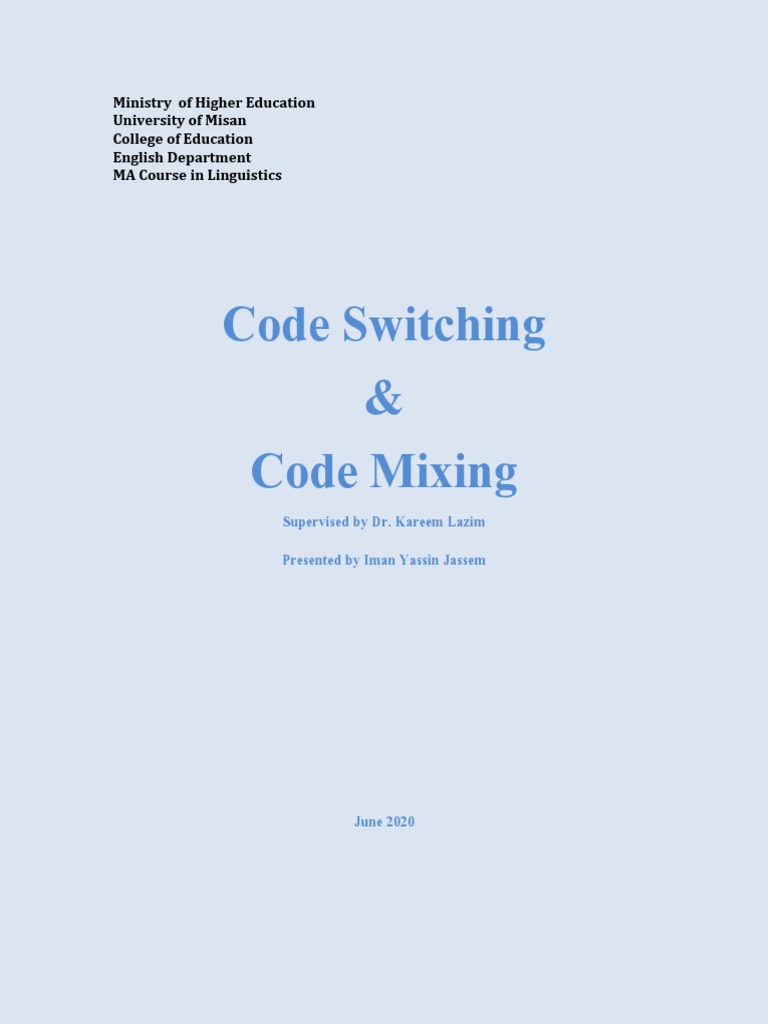 Code Switching | PDF | Multilingualism | Cognition