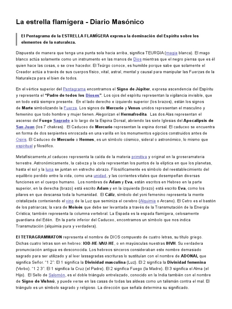 La Estrella Flamígera en Masonería | PDF | Alma | Tetragrammaton
