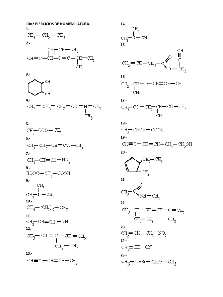 Ejercicios de Nomenclatura para Resolver. | PDF