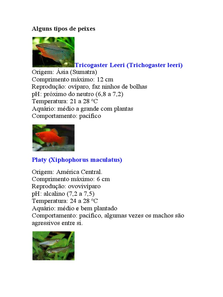 Peixes | PDF | Animais criados como animais de estimação | Aquarismo