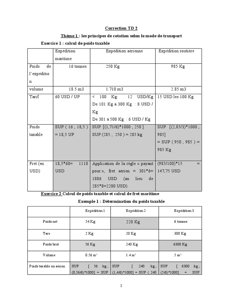 Correction TD 2 Fonc Logistique Inter | PDF | Économie | Transport
