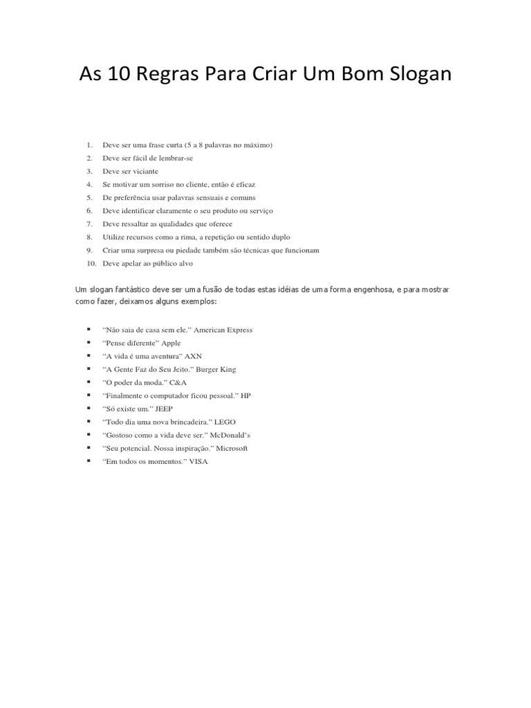 6 - Fórmula para Criar Slogans | PDF