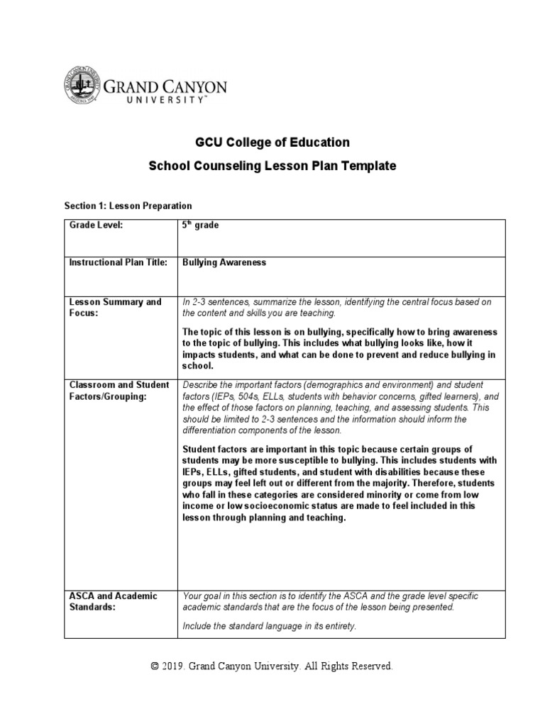 scn610 Schoolcounselinglessonplan Sarahlt | PDF | Educational ...