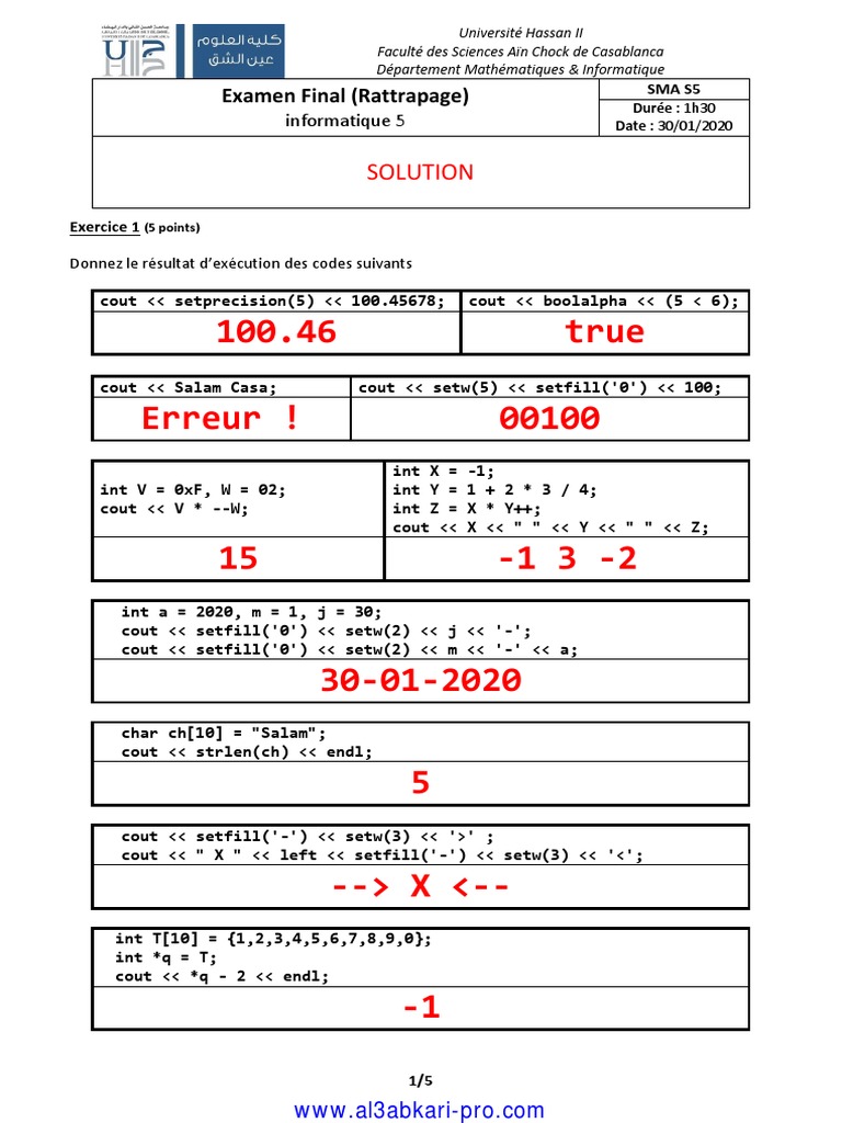 Corrigé Examen N°6 Informatique 5 Programmation Orientee Objets (Java) | PDF | Constructeur ...