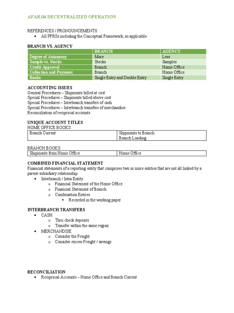 Decentralized Operation Accounting Guide | PDF