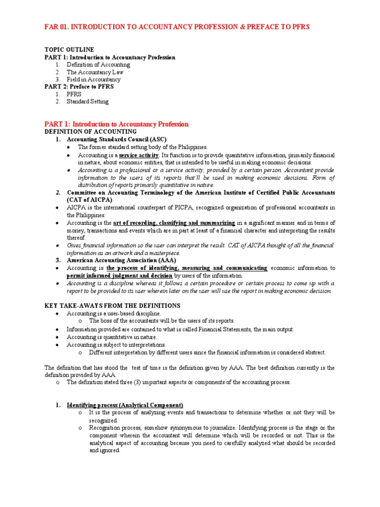 Far 01. Introduction To Accountancy Profession & Preface To Pfrs | PDF ...