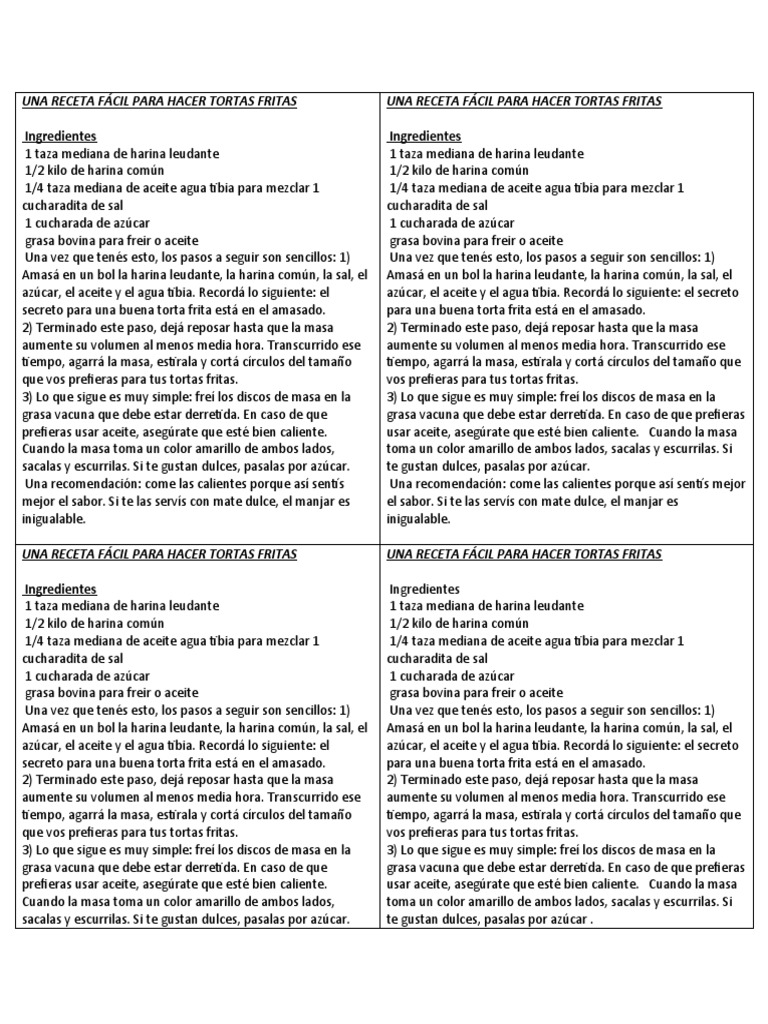 Una Receta Fácil para Hacer Tortas Fritas | PDF | Fritura | Té