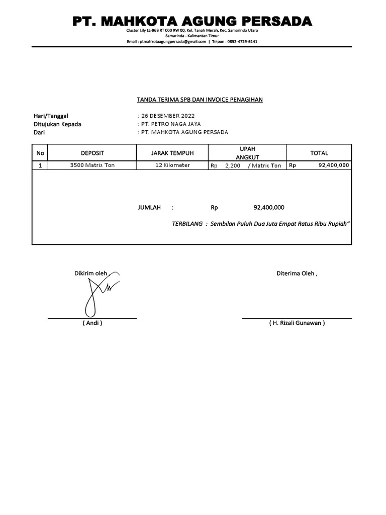 Invoice Mas Andi Revisi Akhir | PDF