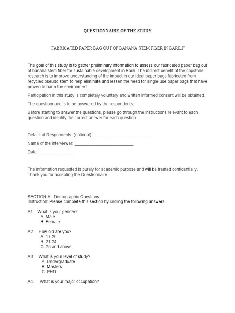 Questionnaire 2 | PDF | Paper | Questionnaire
