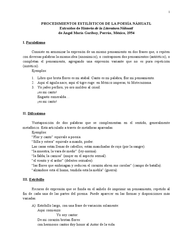 Apunte - Procedimientos Estilísticos de La Poesía N Huatl | PDF | Poesía