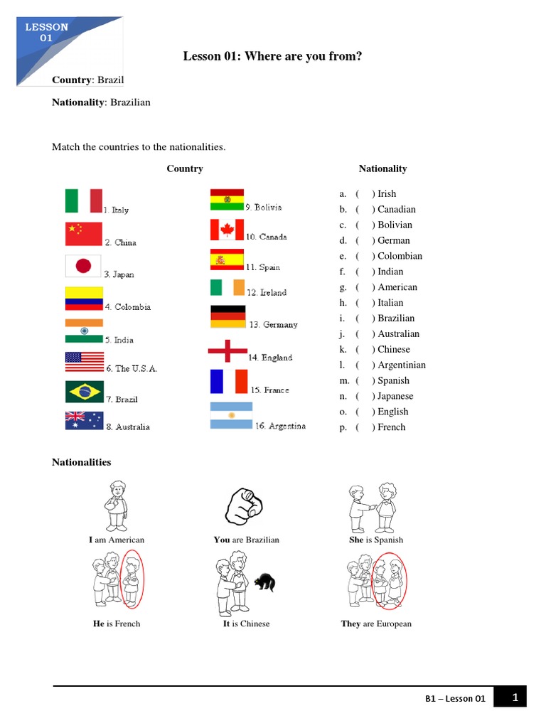 B1 01 Lesson 01 Pdf Linguistics Languages