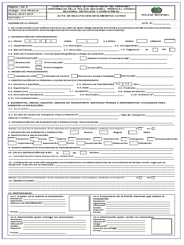 Acta de Incautacion Ley 1801 | PDF