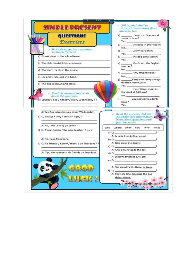 Exercises - Simple Present Questions - DO - DOES | PDF