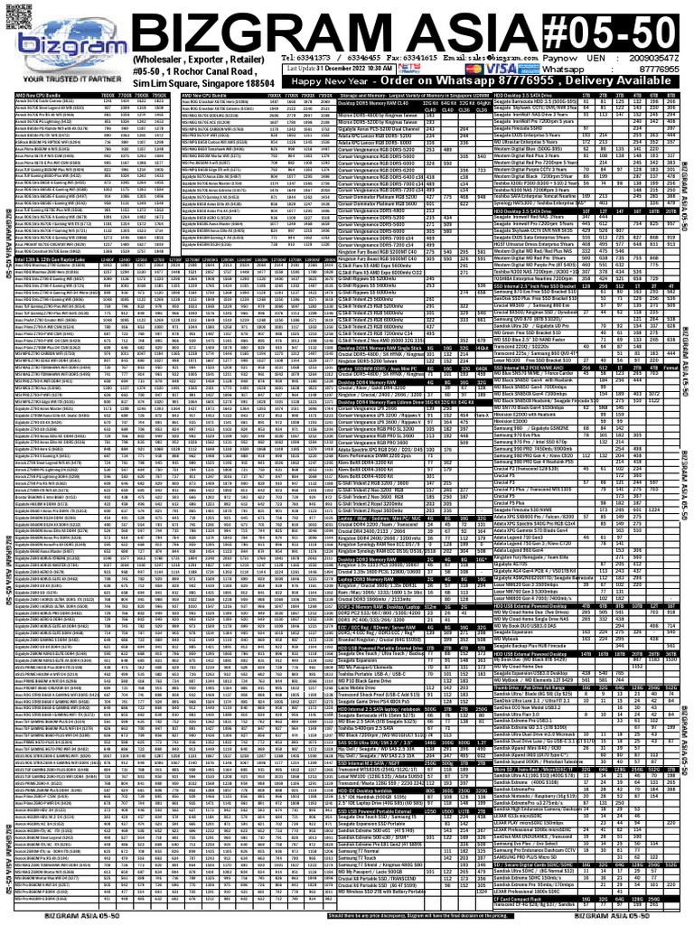 001 Bizgram Asia Pricelist December 31C | PDF | Electronics | Computer ...