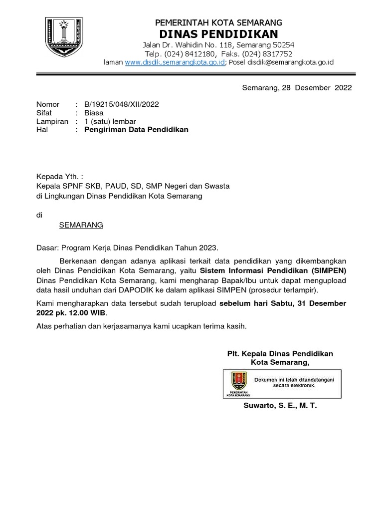 Pengiriman Data Pendidikan (SIMPEN) | PDF