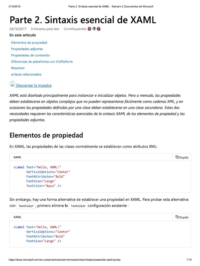 Xaml - 02 - Sintaxis - Xamarin | PDF