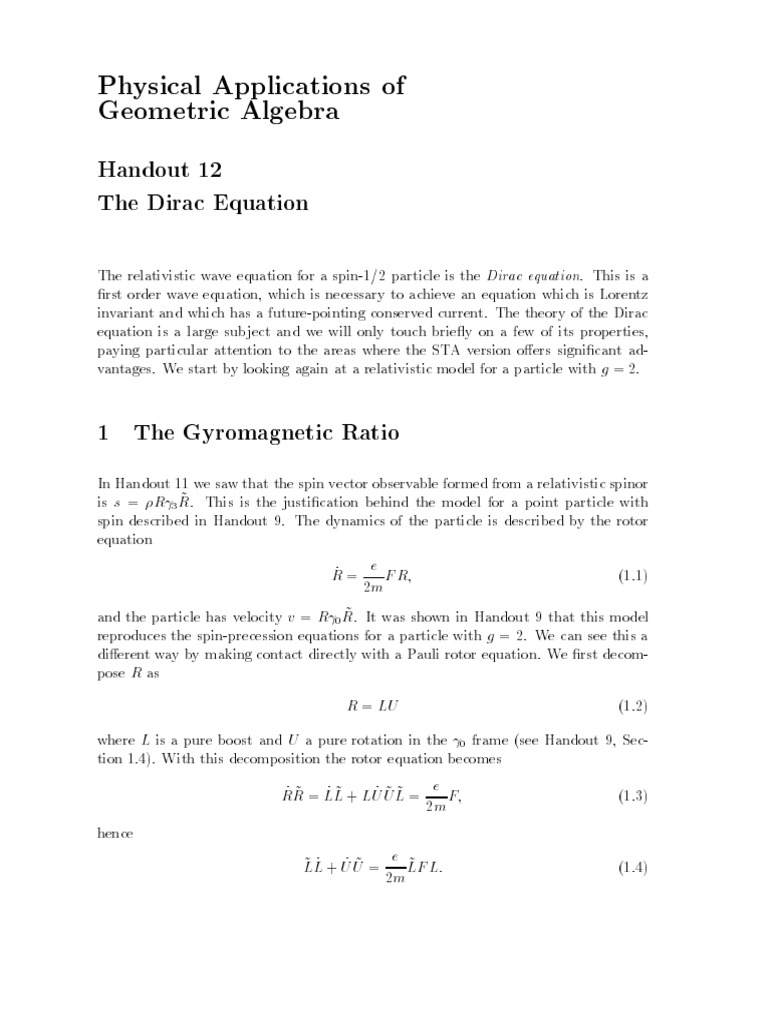 (Quantum Mechanics) - The Dirac Equation | PDF | Theoretical Physics | Physics