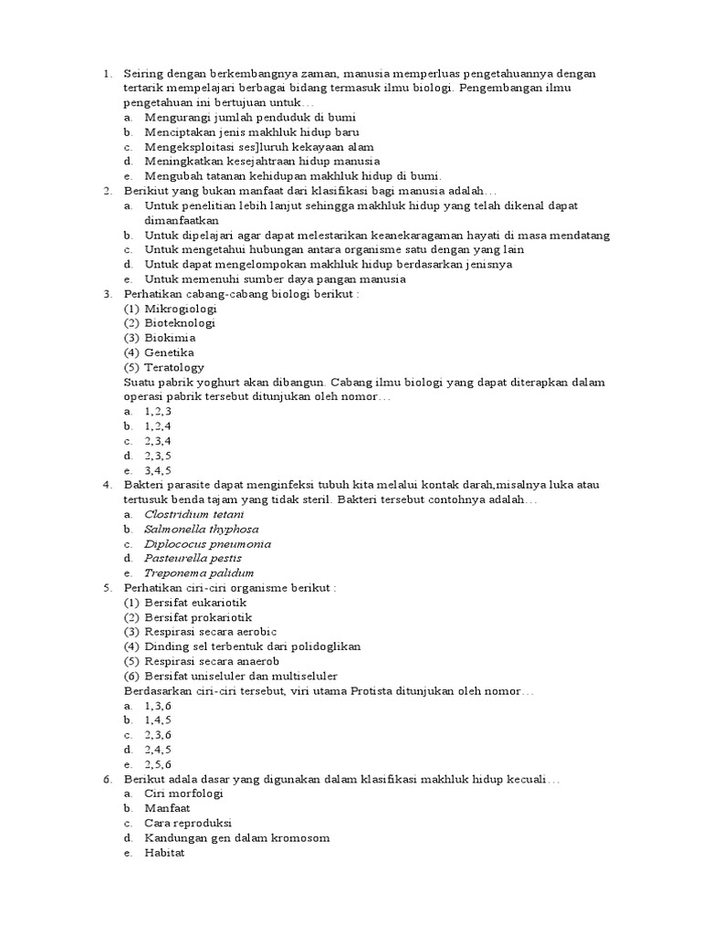 Soal Uas Bio 2022 | PDF