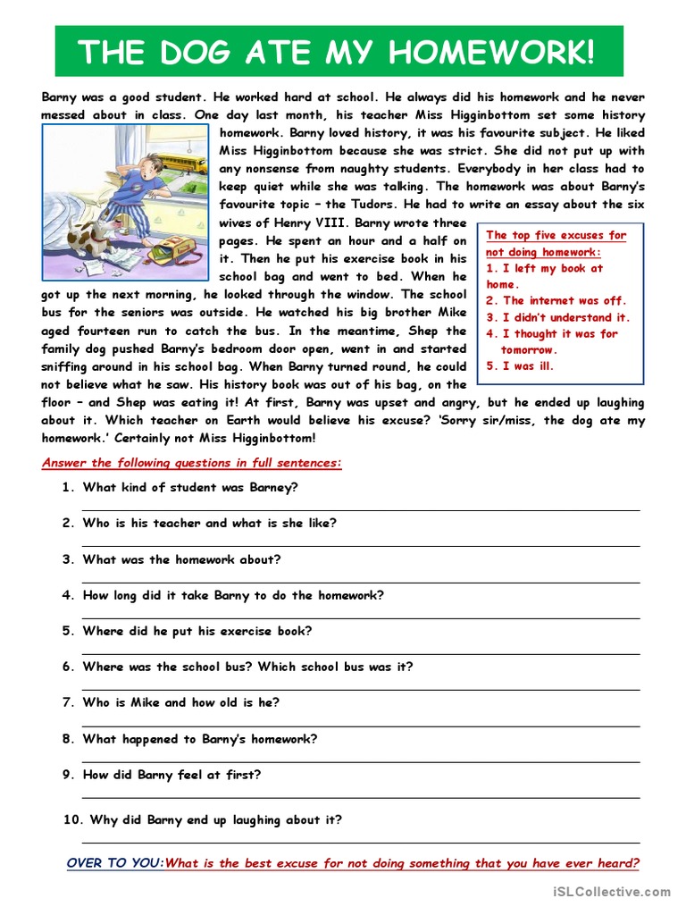 The Dog Ate My Homework! | PDF | Homework