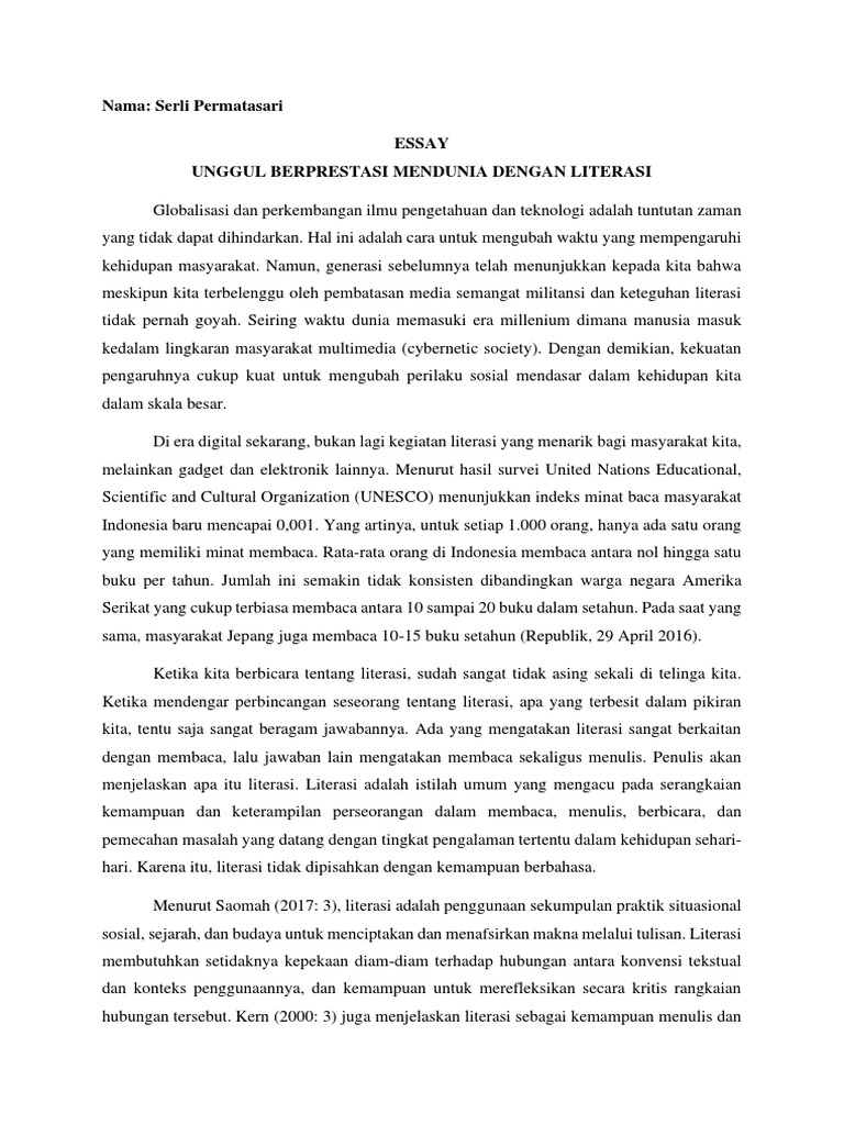 Serli Permatasari - Essay Unggul Berprestasi - Serli Permatasari | PDF