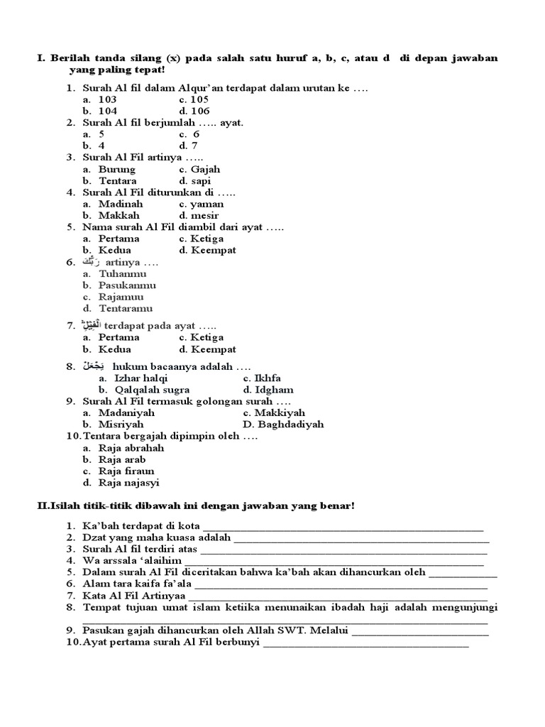 Soal Agama Kelas 4 | PDF