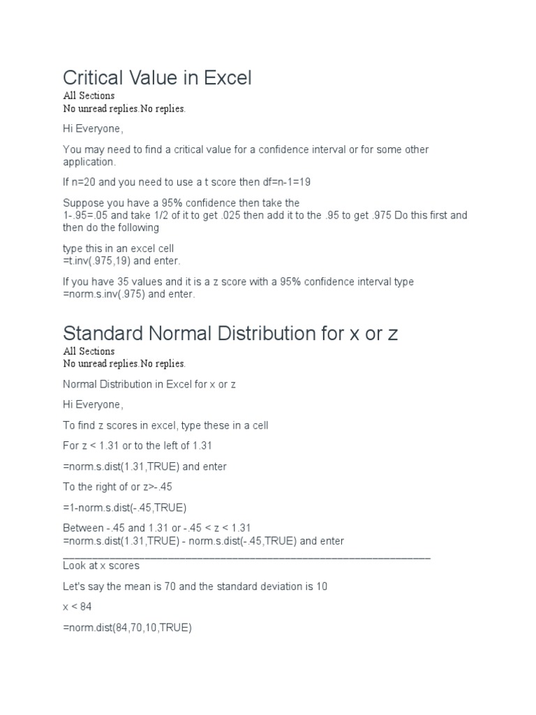 Excel Tips for Statistical Analysis | PDF