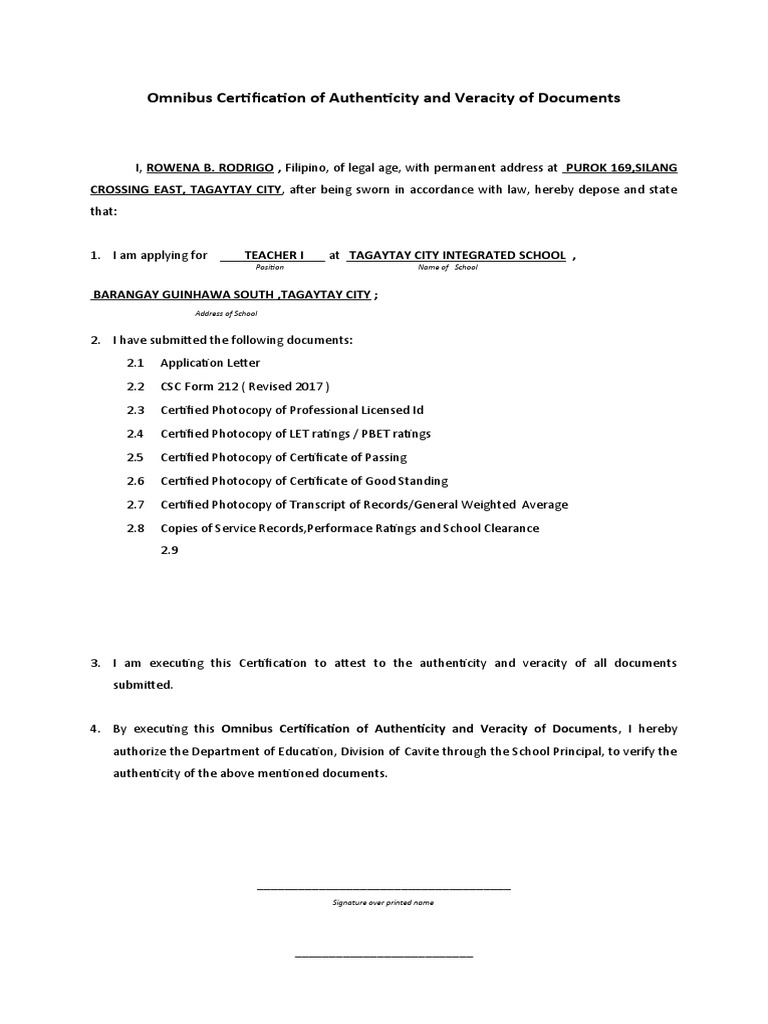 7 Omnibus Certification | PDF