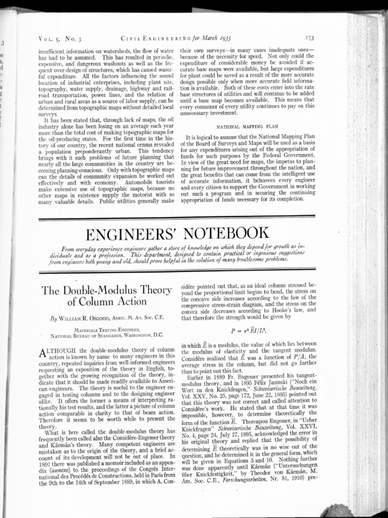 1935 Osgood Double Modulus Theory of Column Action Civ Eng | PDF