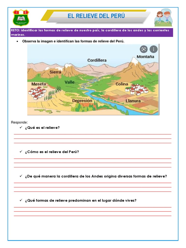 5° FICHA P.S. El Relieve Del Perú | PDF | Perú | Montañas