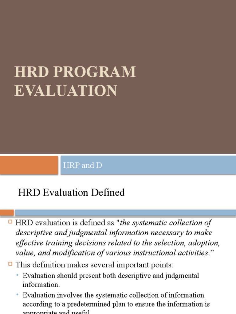 HRD Program Evaluation CH 9 | PDF | Evaluation | Program Evaluation