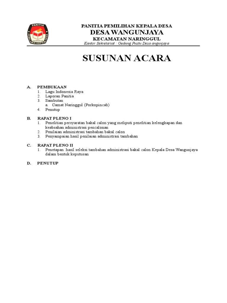 Susunan Acara Rapat Pleno | PDF