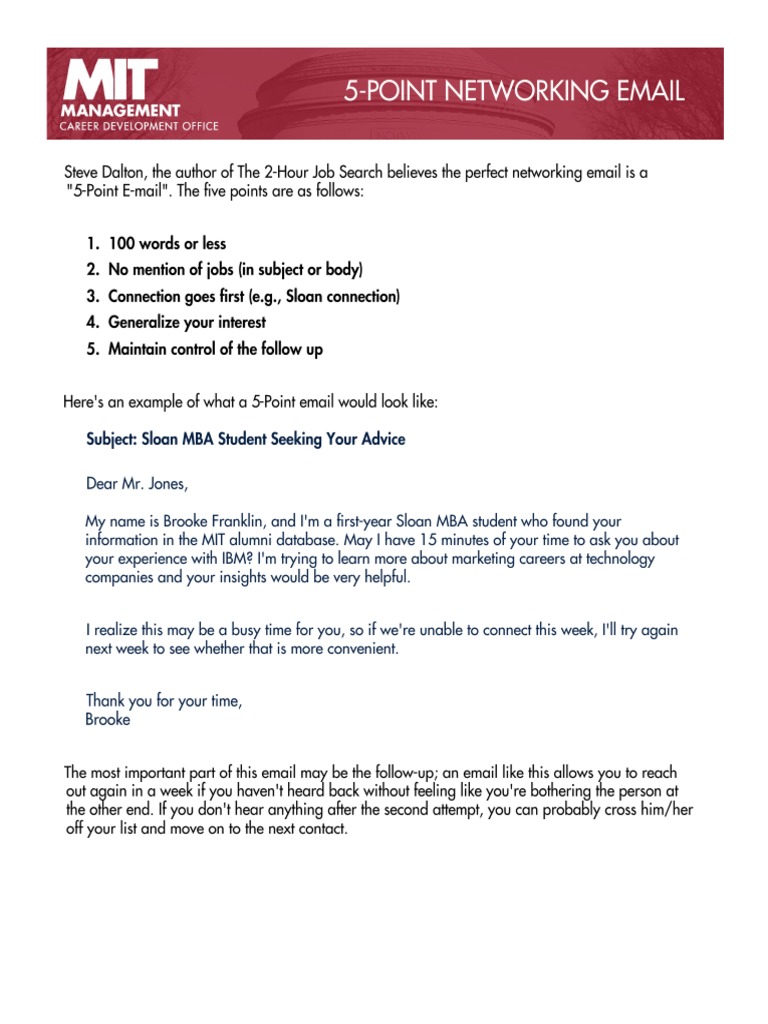 5 Point Networking Email | PDF