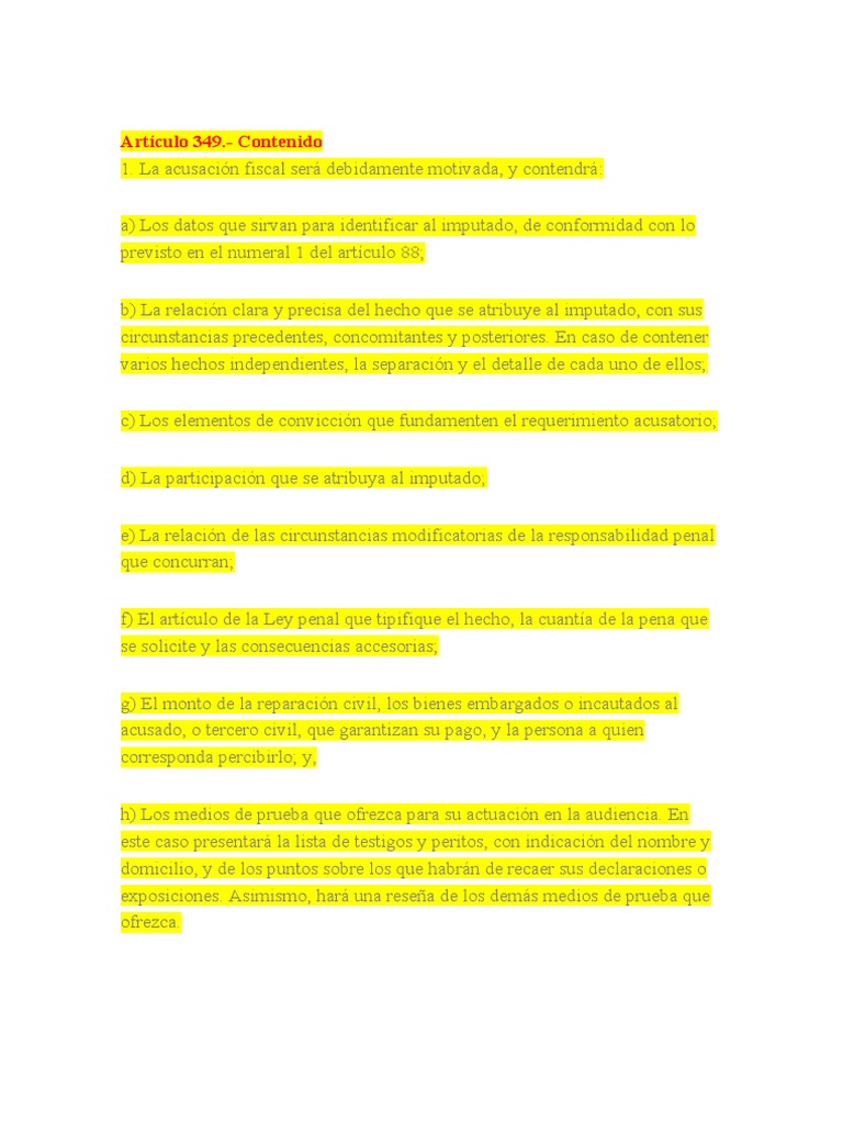 Artículo 349 CPP ANALISIS DE LA ACUSACION | PDF | Derecho penal | Gobierno