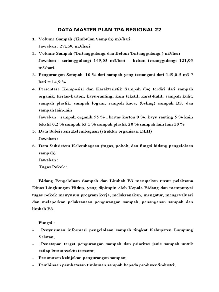 Data Master Plan Tpa Regional 22 | PDF