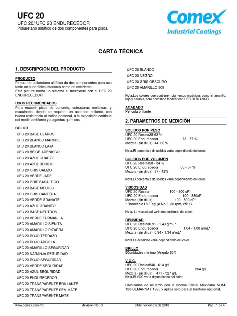 Carta Técnica UFC 20 Comex | PDF | Solvente | Poliuretano