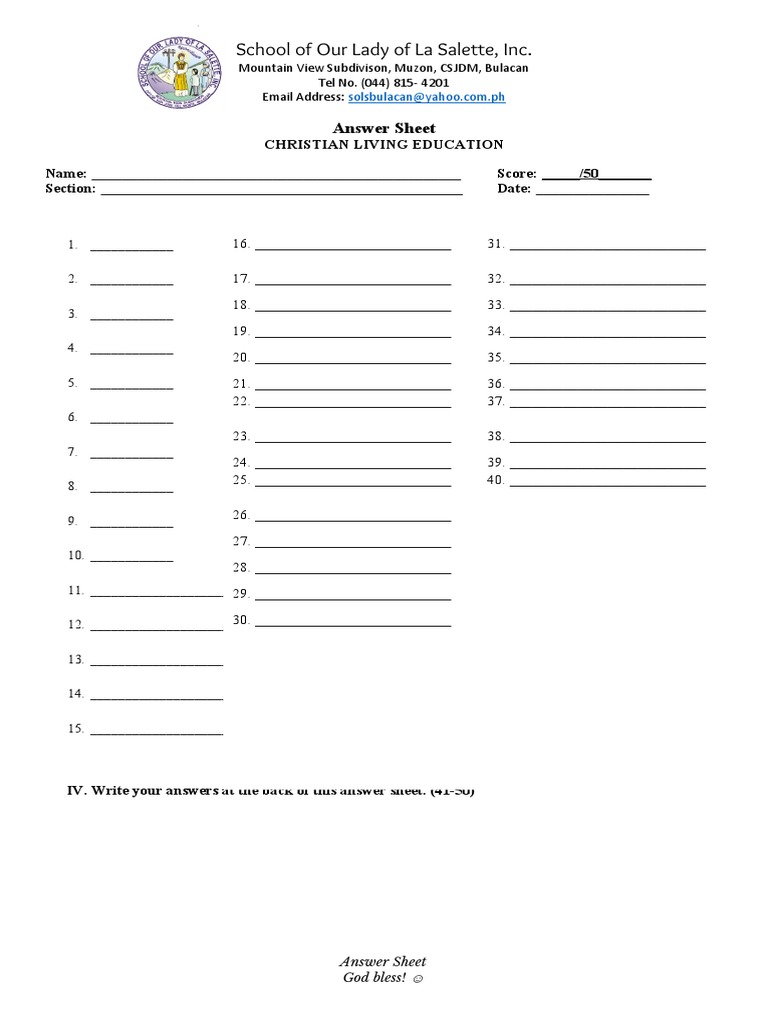 Answer Sheets - CLE | PDF