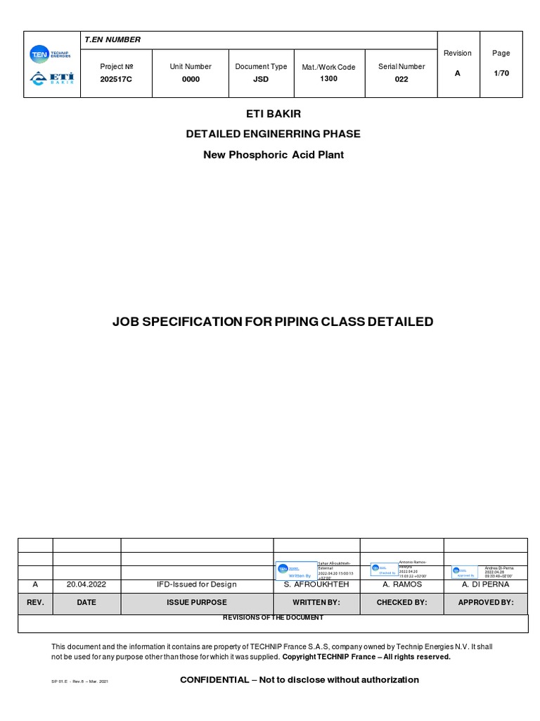 202517C-0000-JSD-1300-022-A - Piping Class Detailed | PDF | Pipe (Fluid ...