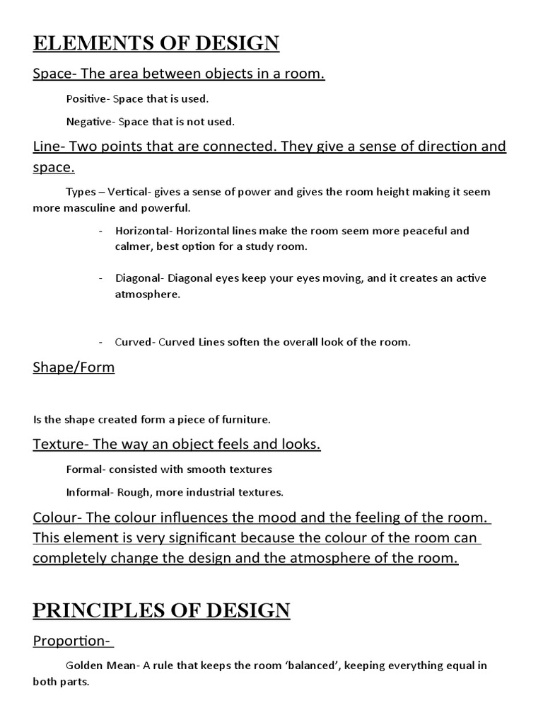 Elements & Principles of Interior Design Worksheet | PDF | Eye