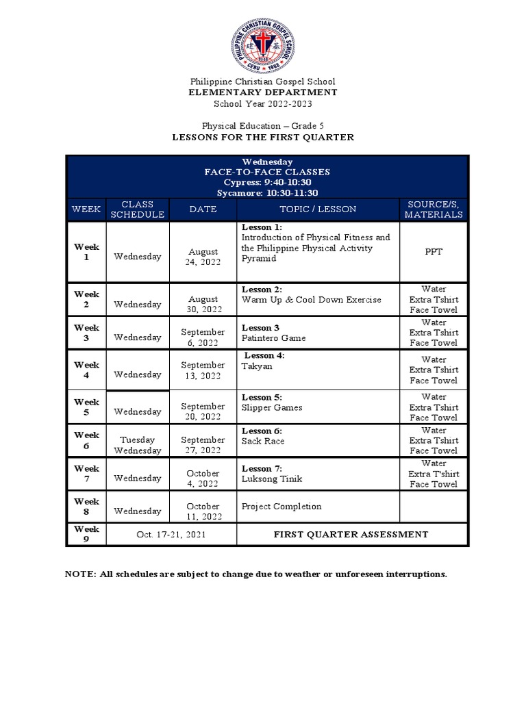 Grade 5 Physical Education Lessons | PDF | Physical Fitness | Physical ...