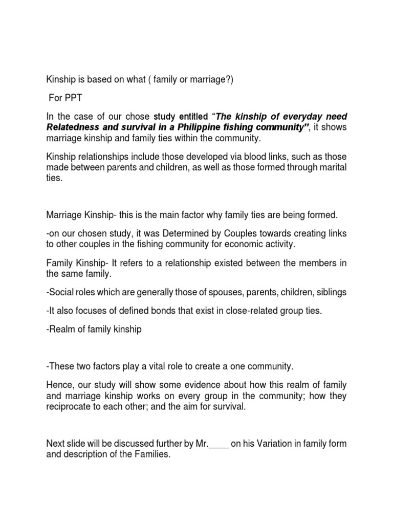 Kinship Marriage and Family | PDF