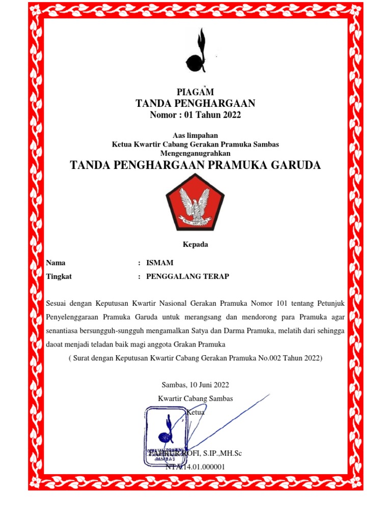 Penghargaan Pramuka Garuda Penggalang | PDF