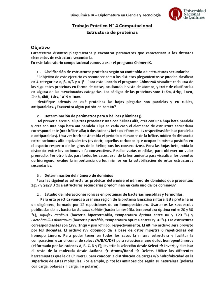TP4 - Estructura de Proteínas Con ChimeraX | PDF | Aminoácidos | Proteínas