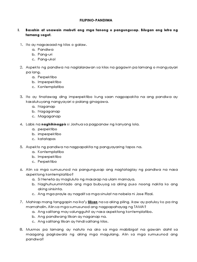 Filipino Part 1 | PDF Filipino Part 1 | PDF