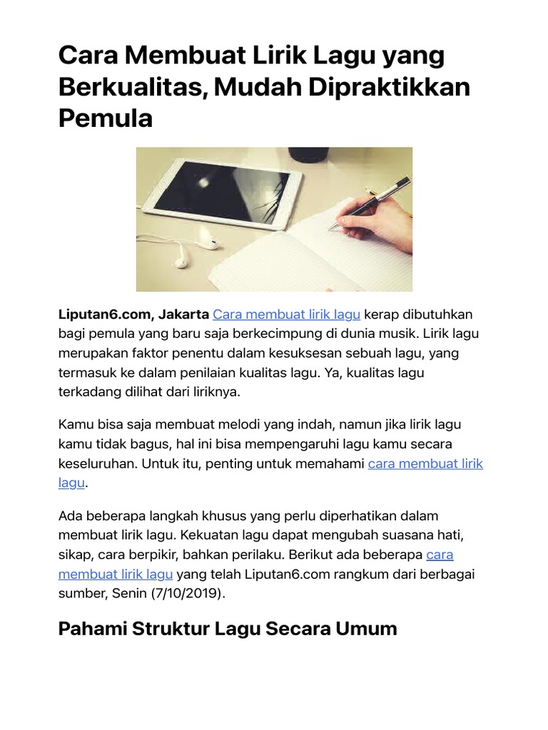 Tips Membuat Lirik Lagu untuk Pemula | PDF