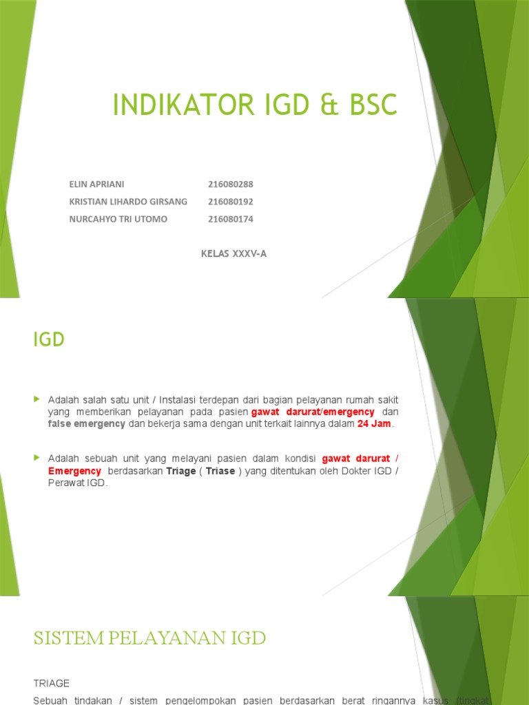 Indikator Igd & BSC Tugas Dr. Grace Pdca | PDF