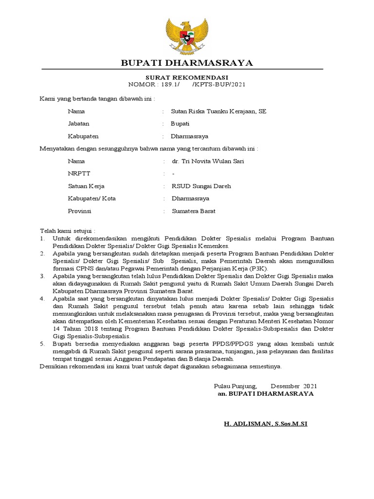 Contoh Surat Rekomendasi Beasiswa | PDF