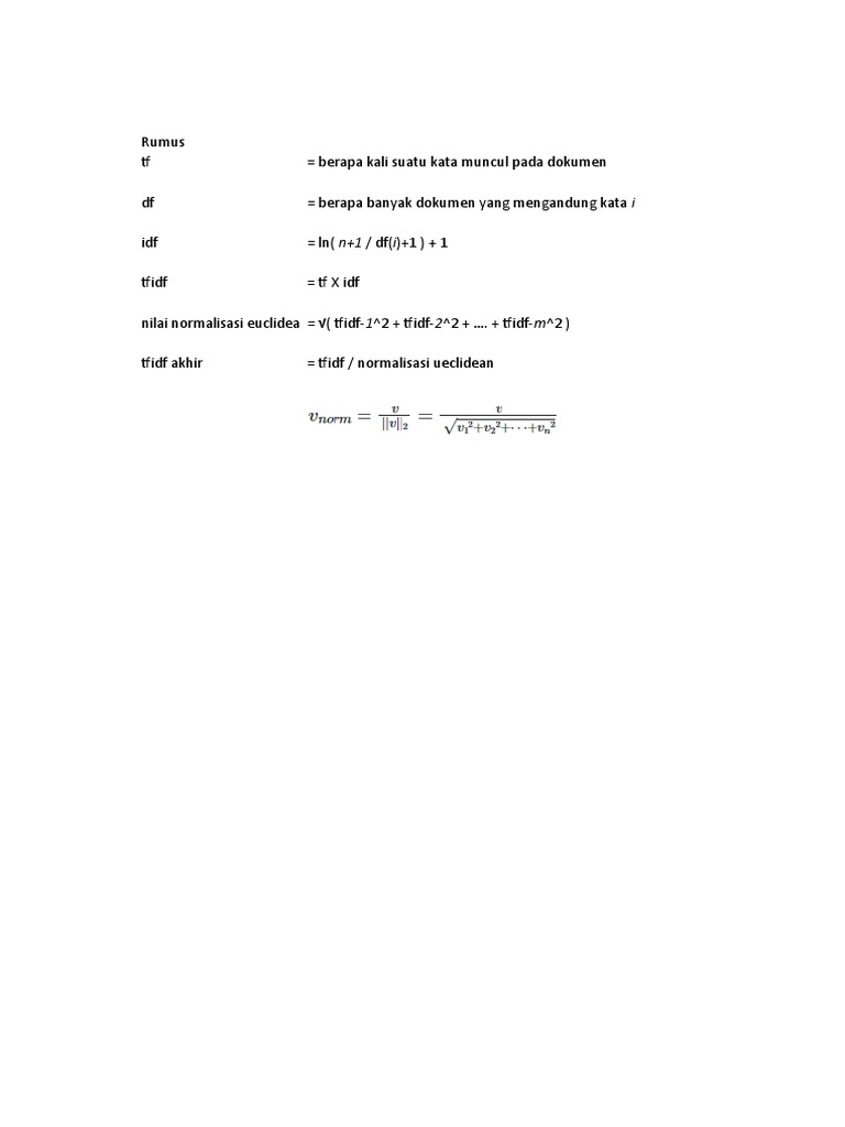 Rumus TF-IDF dan Normalisasi Euclidean | PDF